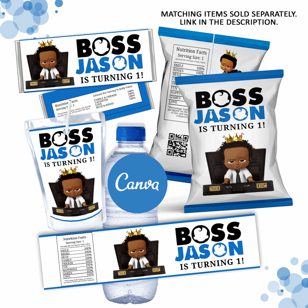 Black Boss Baby Chip Bag – Digital Prints for Birthday