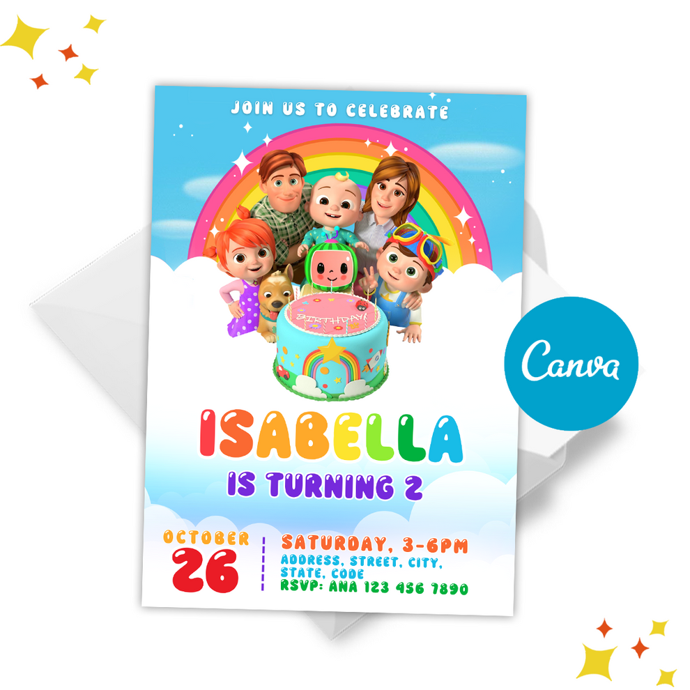 Cocomelon Invitation – Digital Prints for Birthday