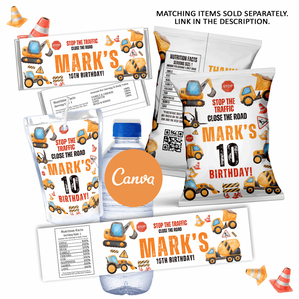 Construction Chip Bag – Digital Prints for Birthday