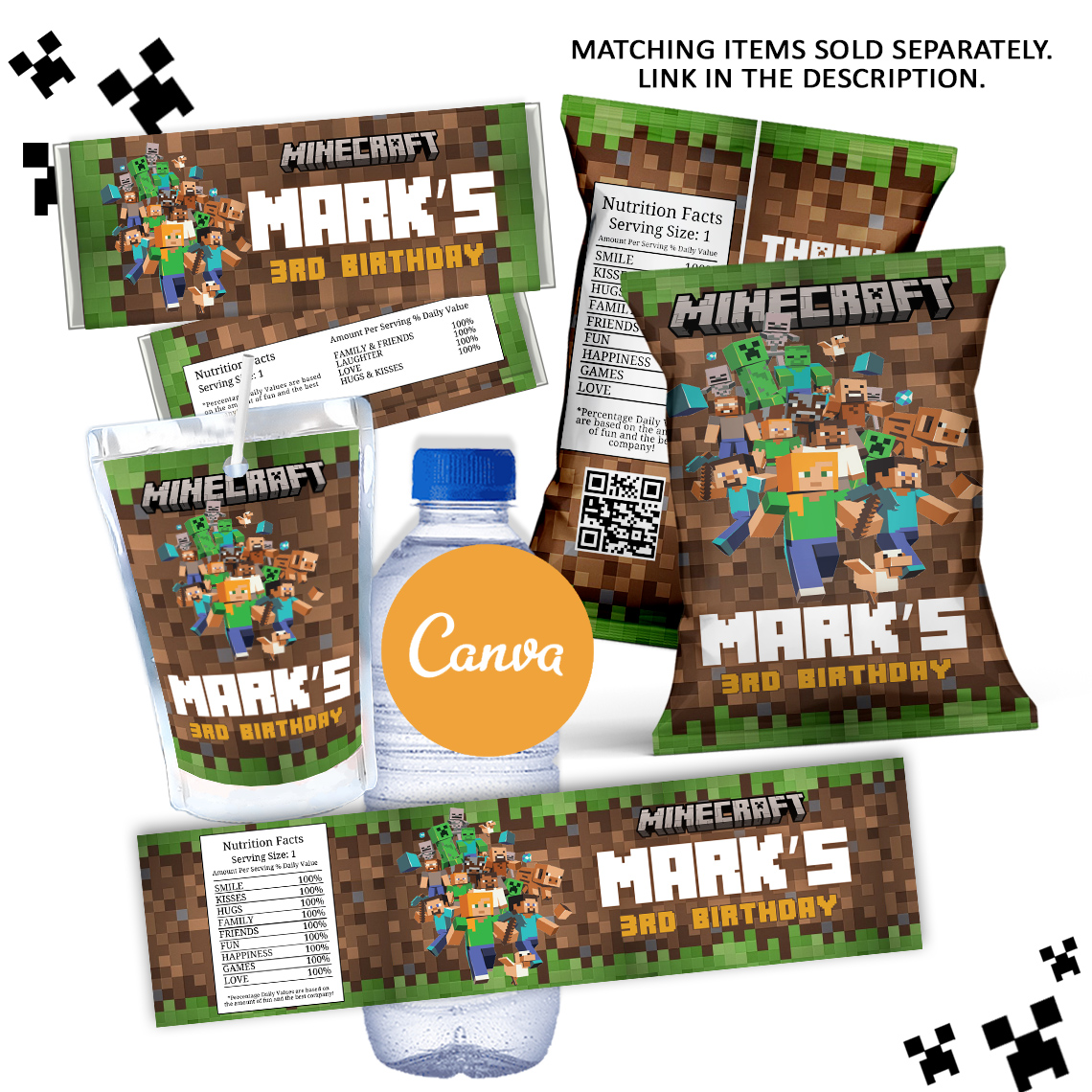 Minecraft Caprisun – Digital Prints for Birthday