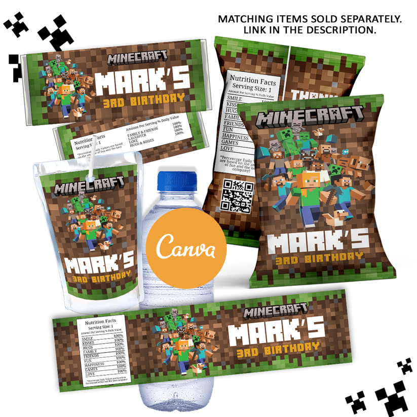 Minecraft Chip Bag – Digital Prints for Birthday