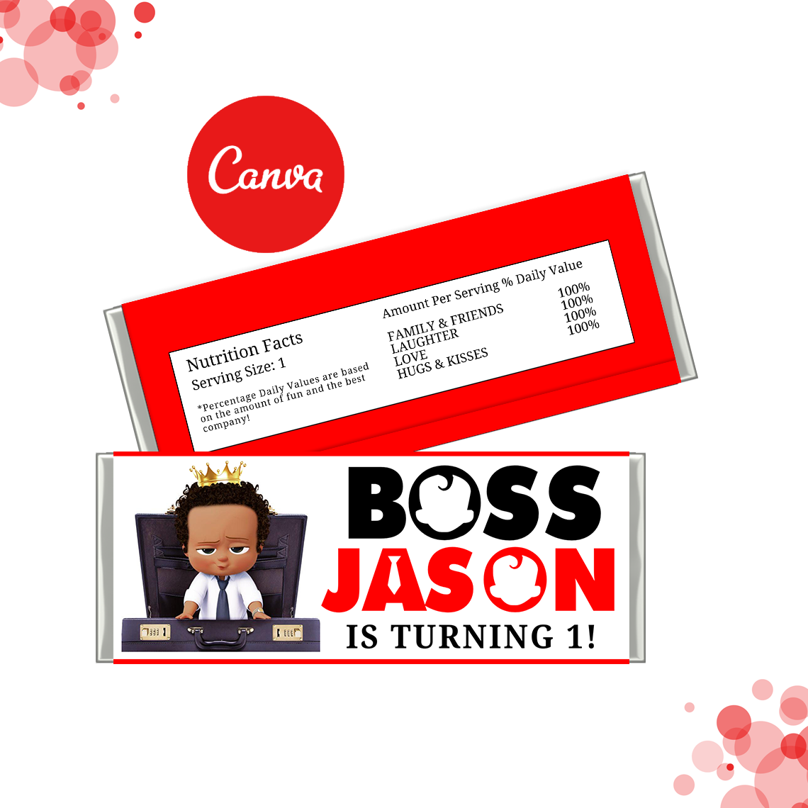 Red Boss Baby Hershey Bar – Digital Prints for Birthday