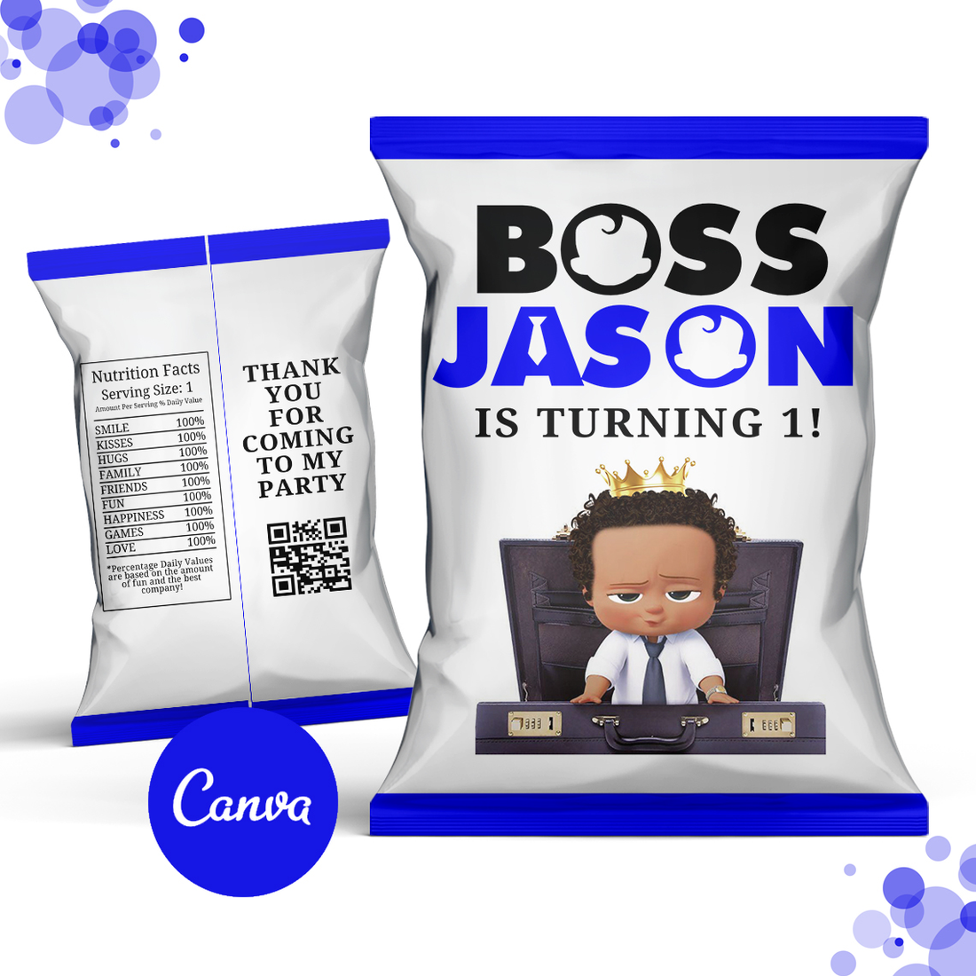 Royal Blue Boss Baby Chip Bag – Digital Prints for Birthday