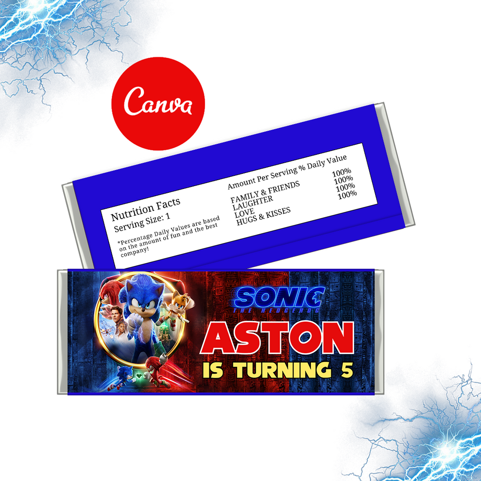 Sonic 2 Hershey Bar – Digital Prints for Birthday